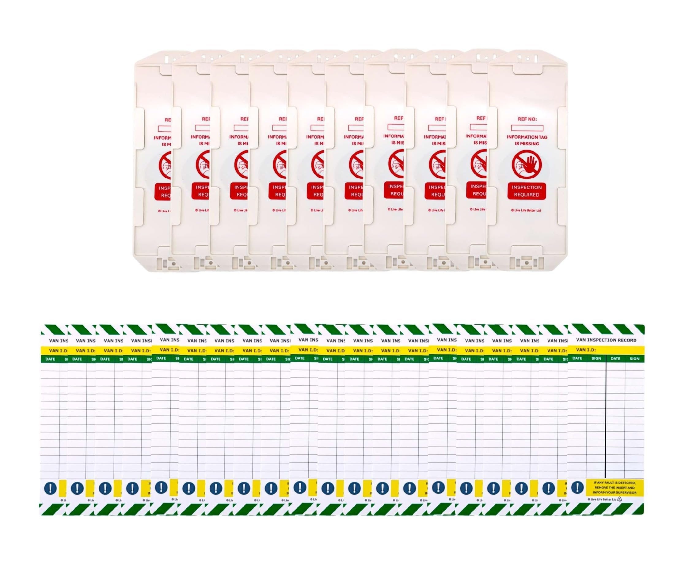 LIVELIFEBETTER® Van Inspection Tag Set - Inspection Tags with Holders ...