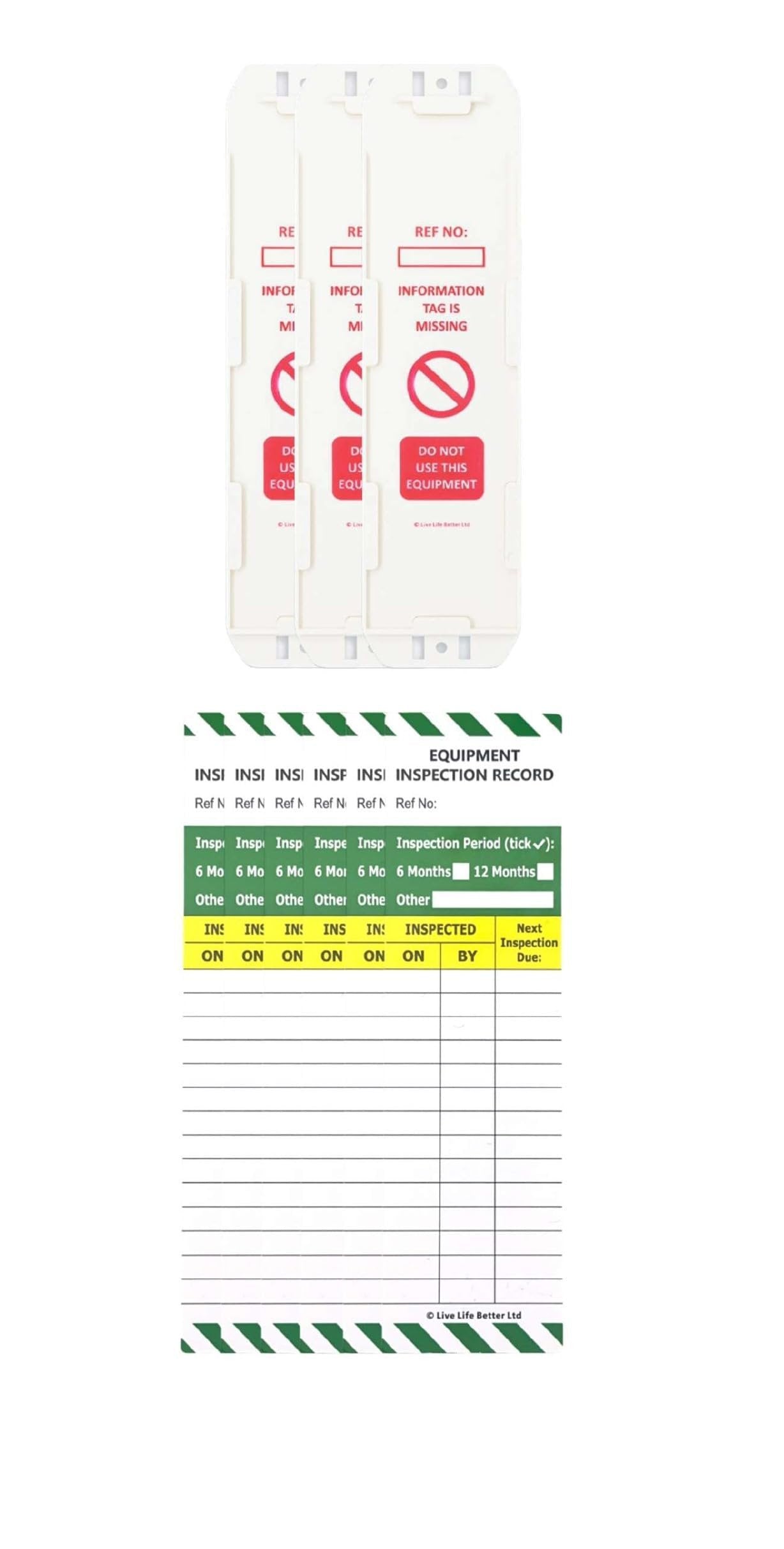 LIVELIFEBETTER® Equipment Safety Inspection Tags - 3 Holders and 6 Ins ...